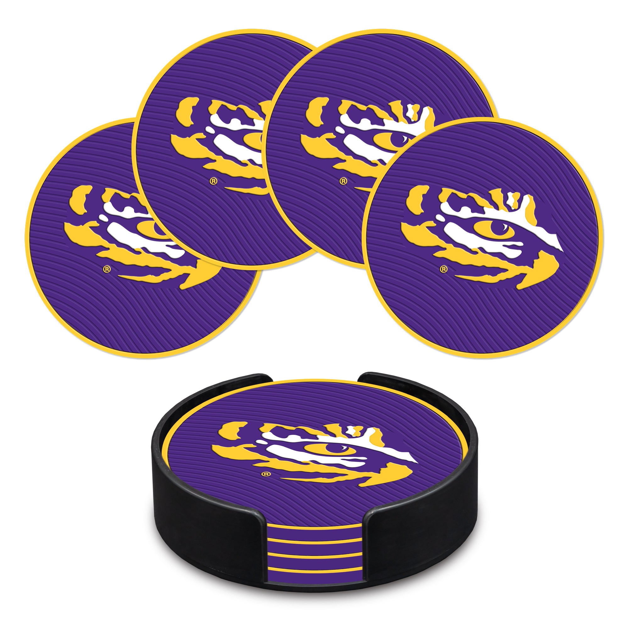 LSU Tigers 4" Molded PVC Coaster (4-Pack)