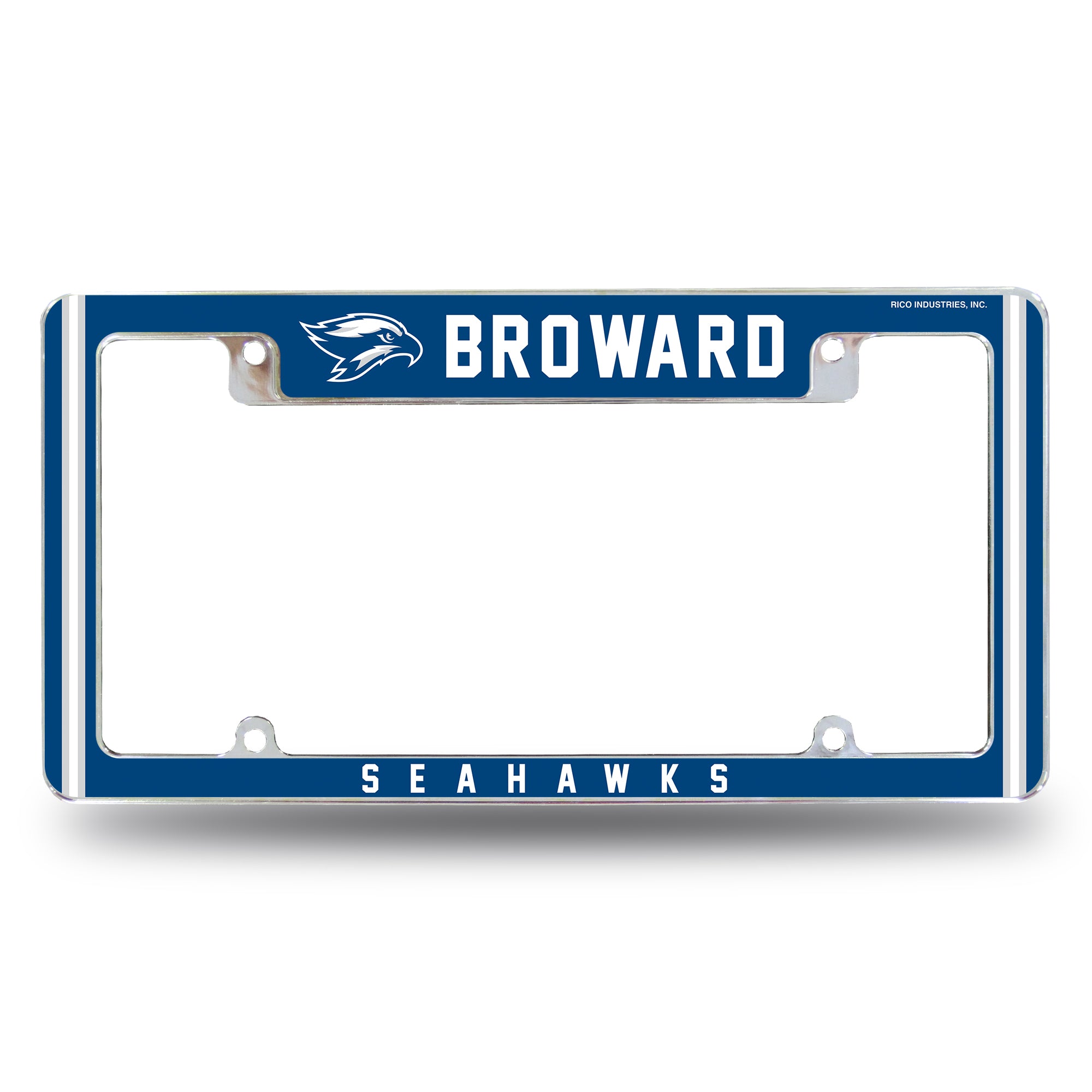 Broward College Seahawks All Over Chrome License Plate Frame