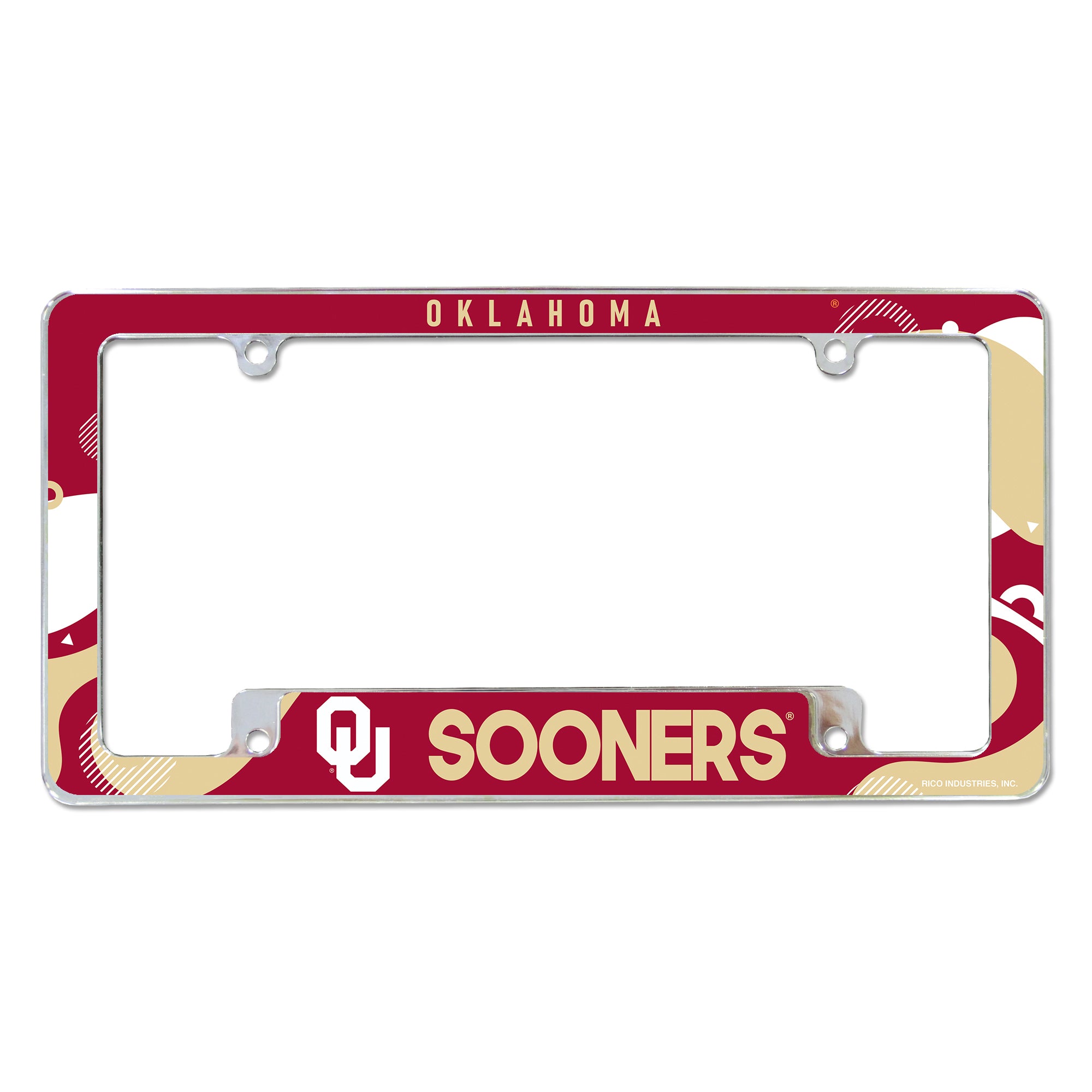 Oklahoma University Wave All Over Chrome Frame