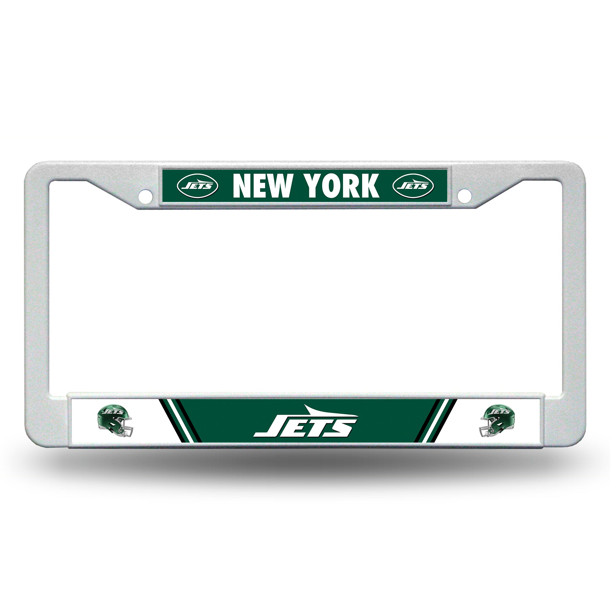 New York Jets White Plastic License Plate Frame (Printed Inserts)