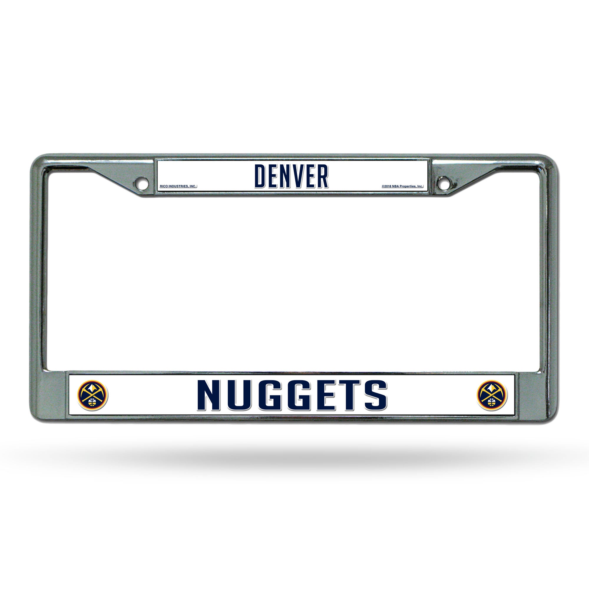 NBA Denver Nuggets 12" x 6" Silver Chrome Car/Truck/SUV Auto Accessory