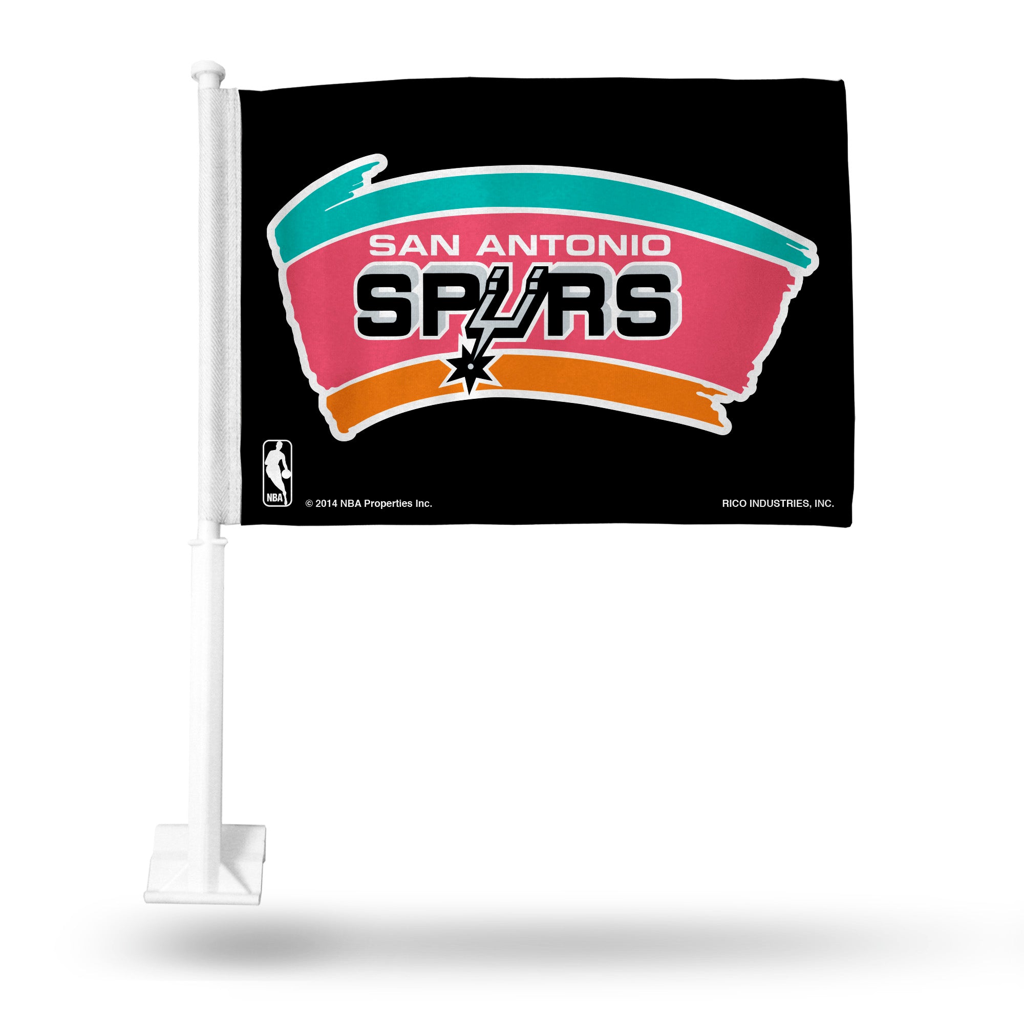 NBA San Antonio Spurs Double Sided Car Flag - 16" x 19" - Strong Pole