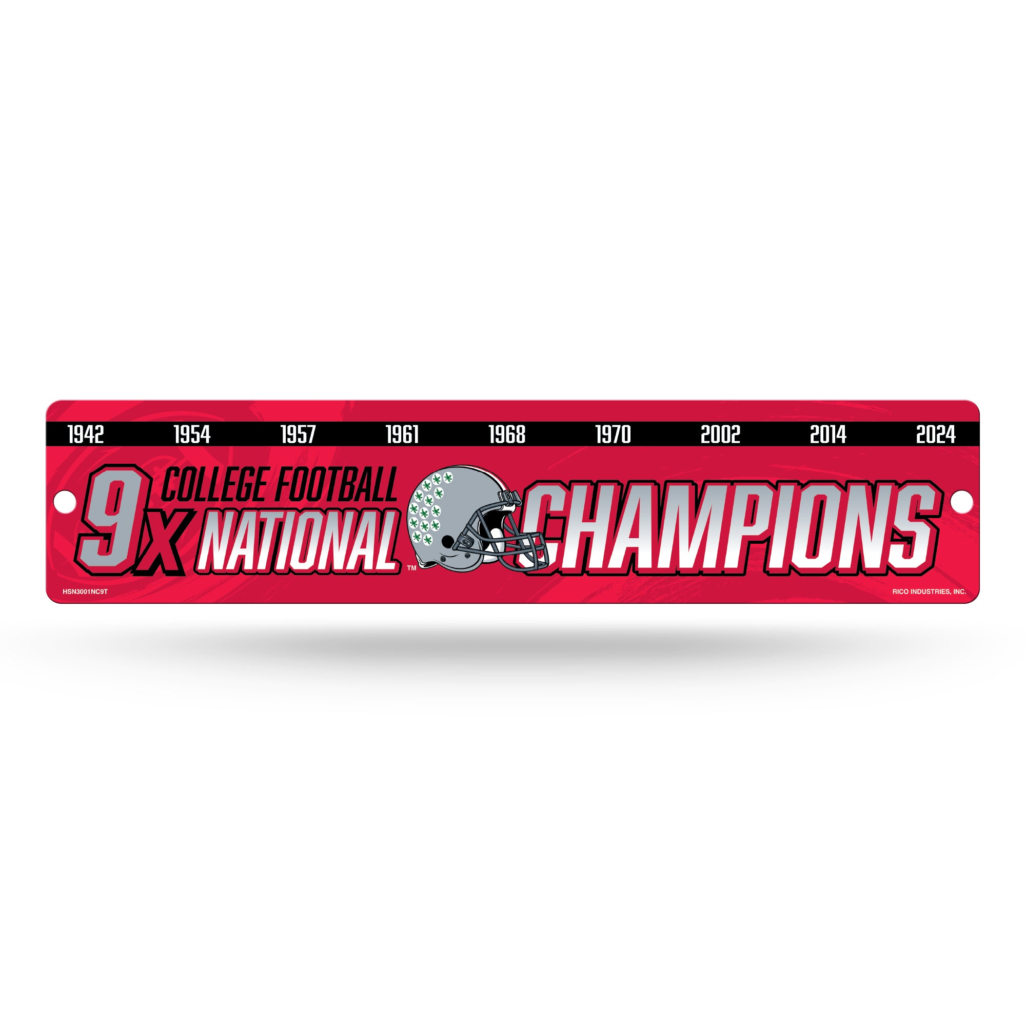 Ohio State University 9 Time College Football Champs Plastic Street Si