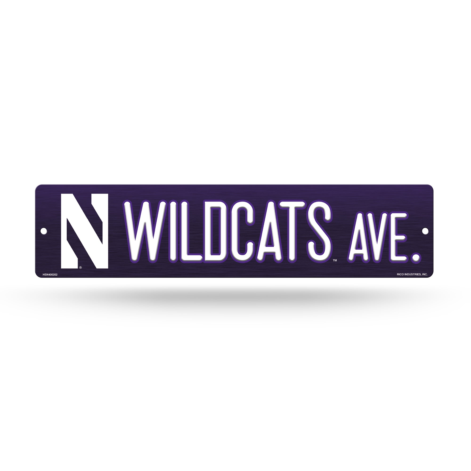 NCAA Northwestern Wildcats Plastic 4" x 16" Street Sign By Rico Indust