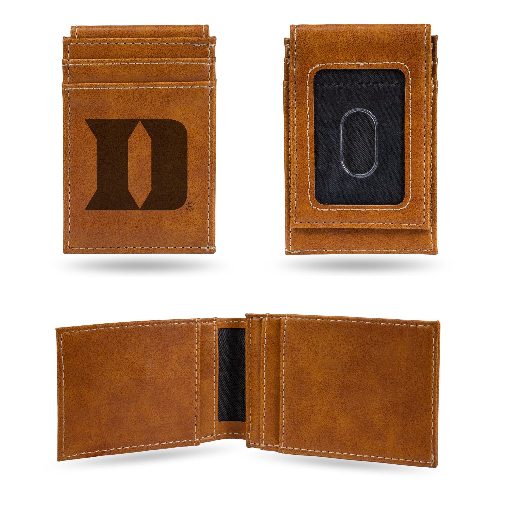 Duke Blue Devils Laser Engraved Brown Front Pocket Wallet