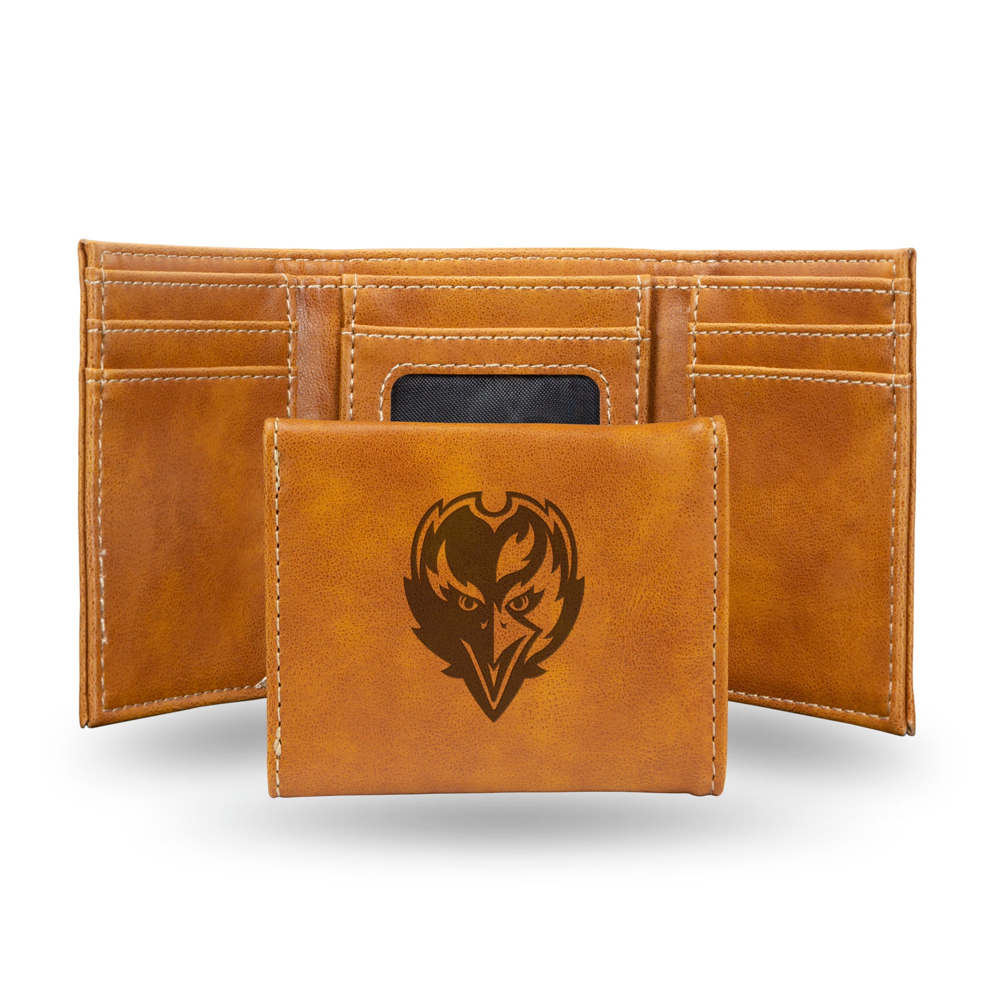 NFL Baltimore Ravens Laser Engraved Brown Tri-Fold Wallet - Men's Acce
