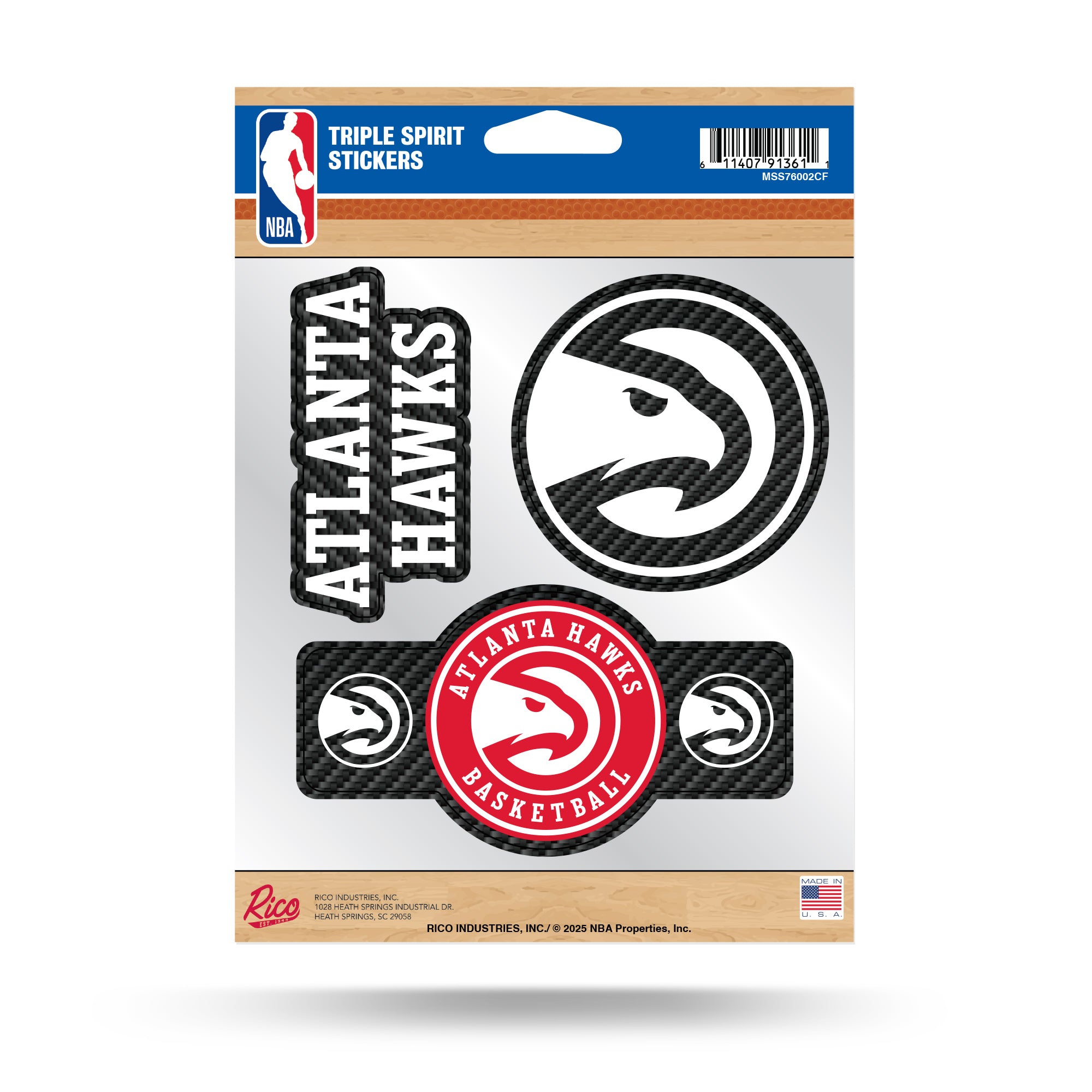 Atlanta Hawks Carbon Fiber Design Triple Spirit Stickers