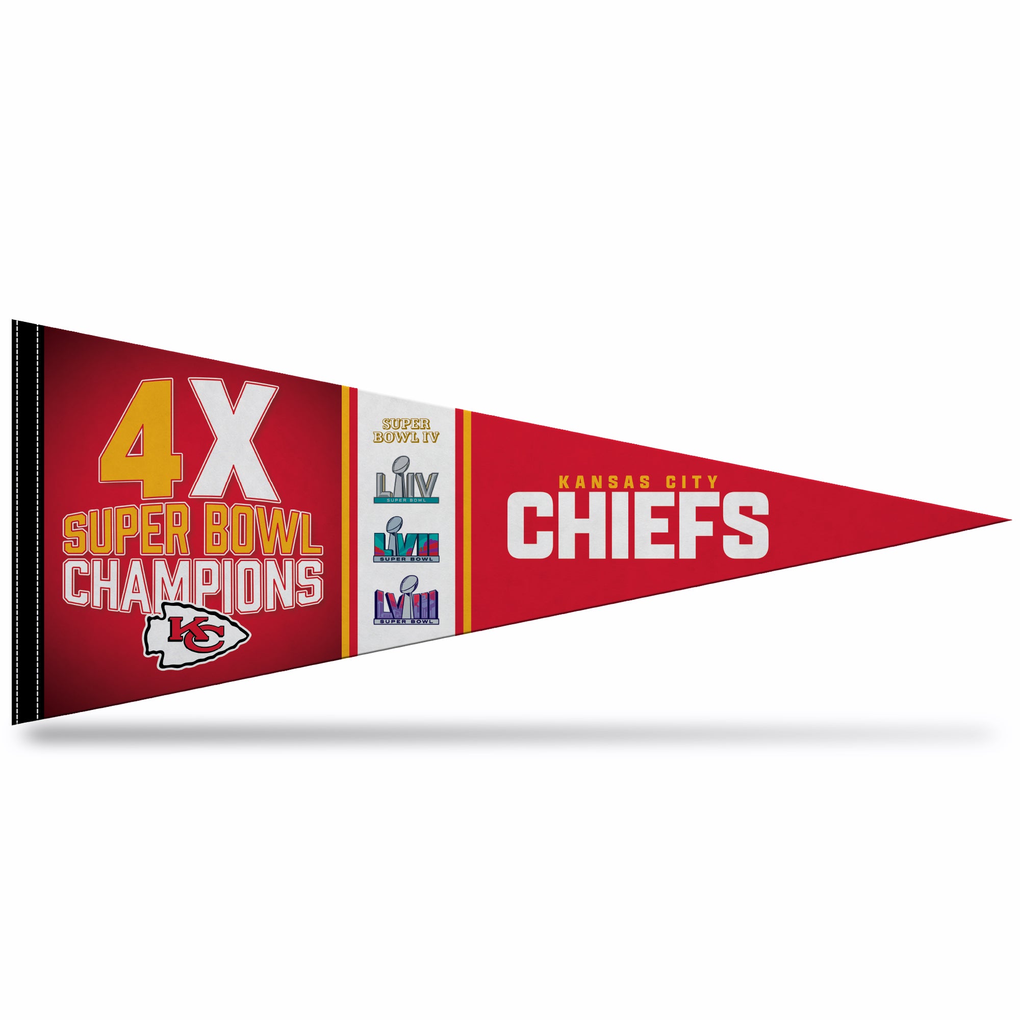 Kansas City Chiefs 4 Time Super Bowl Champions 12X30 Soft Felt Pennant