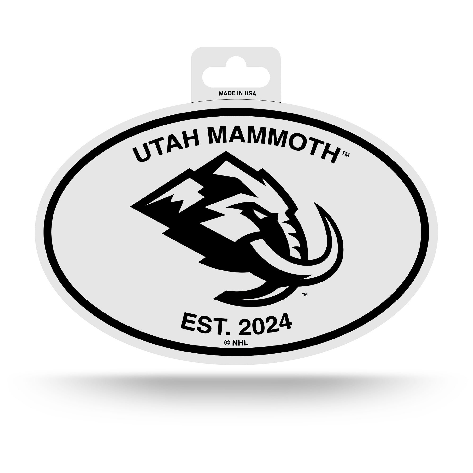 Utah Mammoth Oval Sticker - Black and White