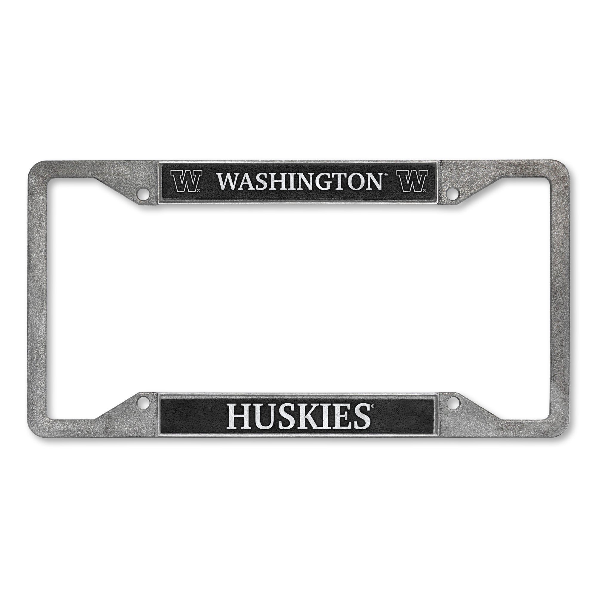Washington Huskies 4-Corner Pewter Style License Plate Frame