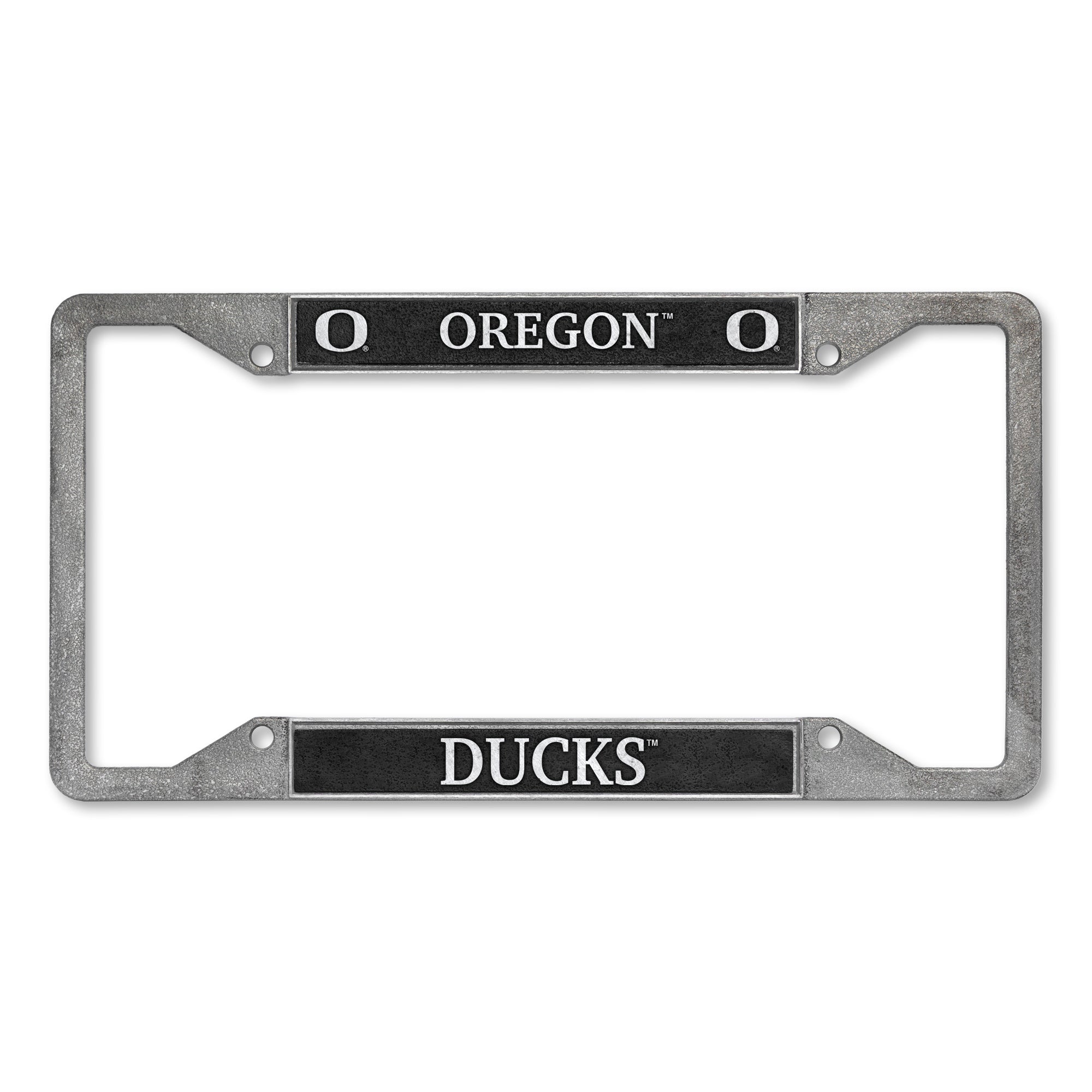 Oregon Ducks 4-Corner Pewter Style License Plate Frame