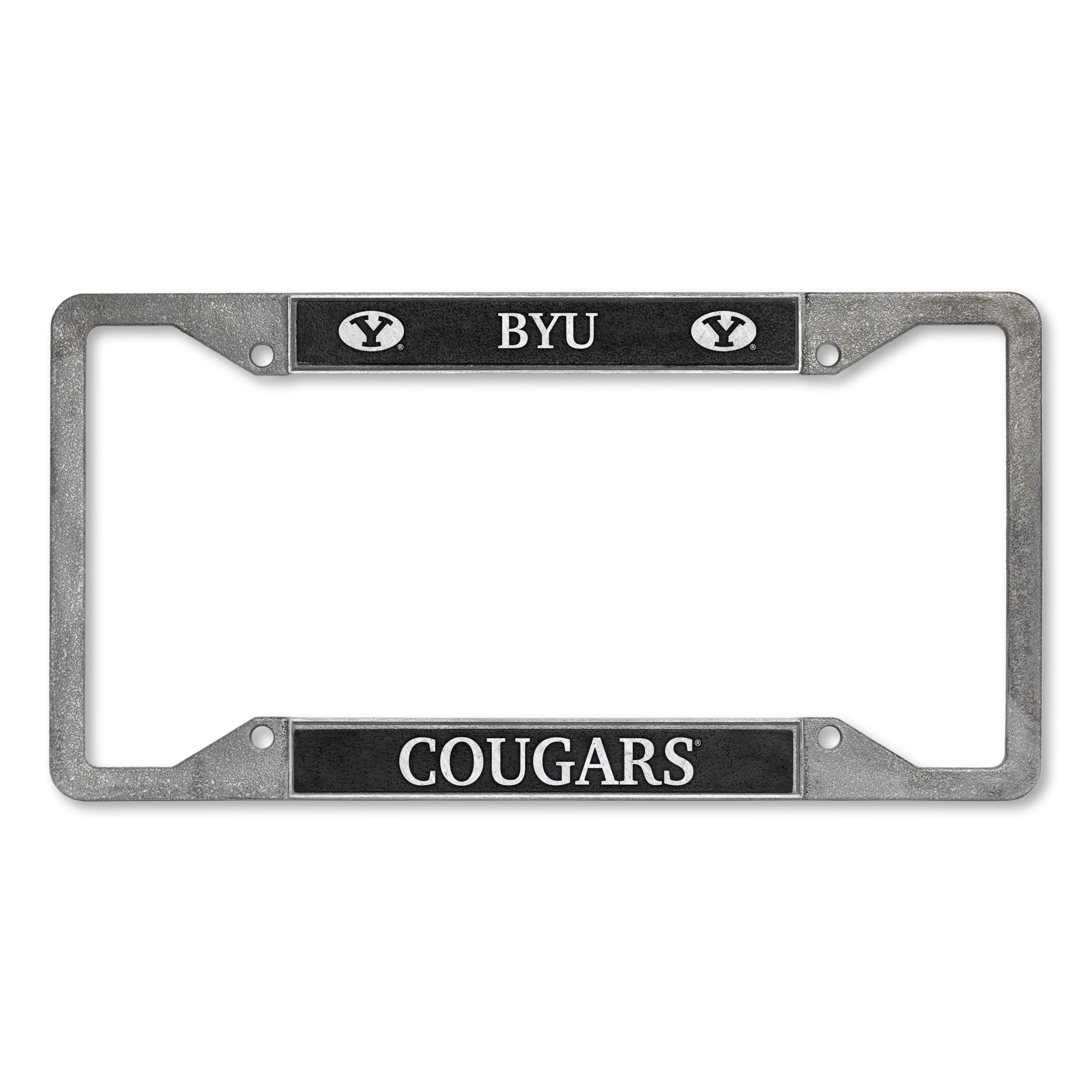 BYU Cougars 4-Corner Pewter Style License Plate Frame