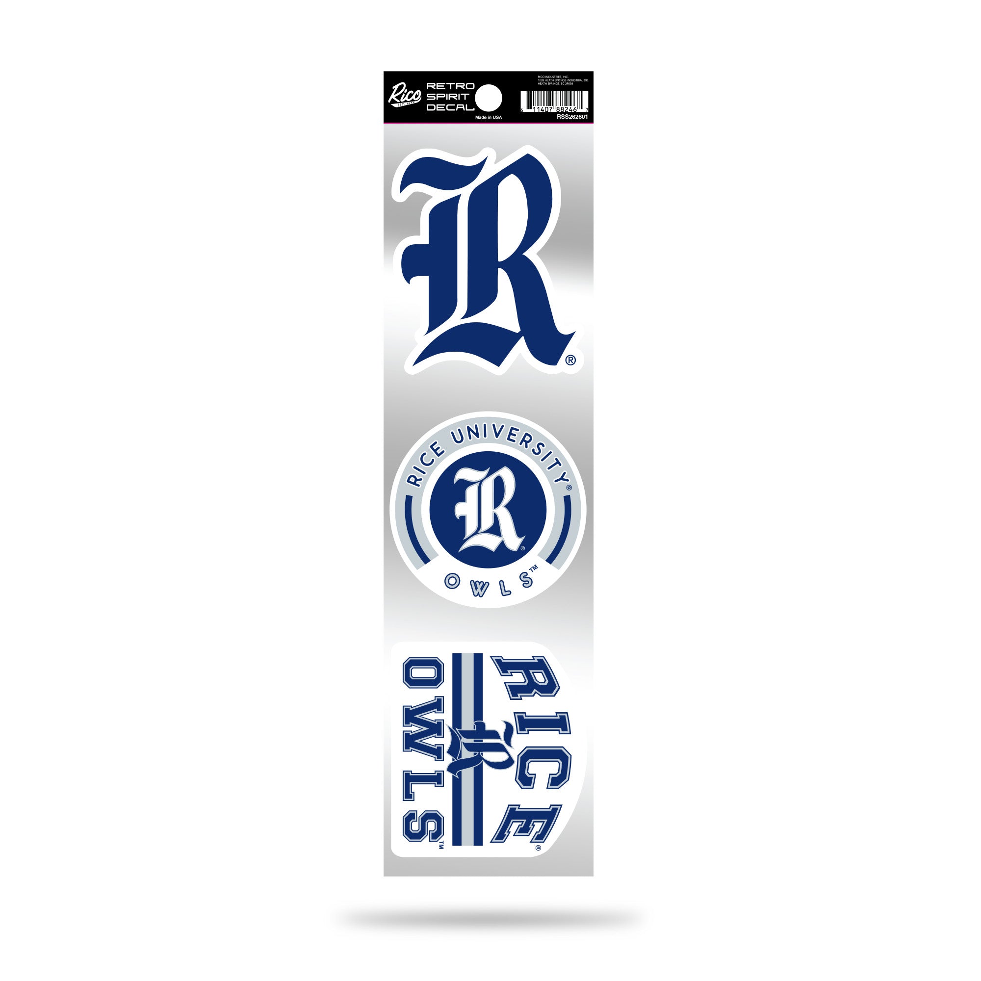 Rice Owls 3-Piece Retro Spirit Decals
