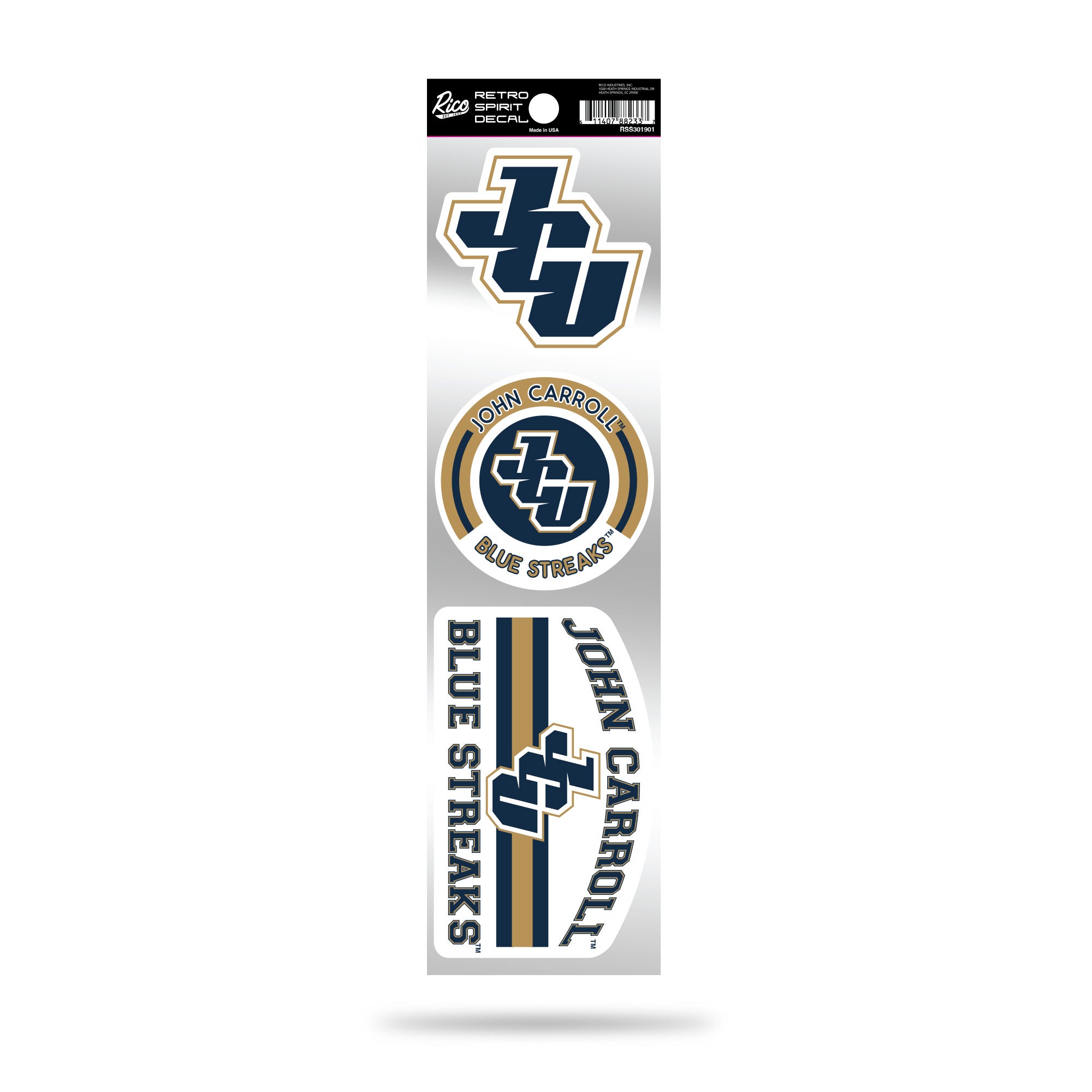 John Carroll Blue Streaks 3-Piece Retro Spirit Decals