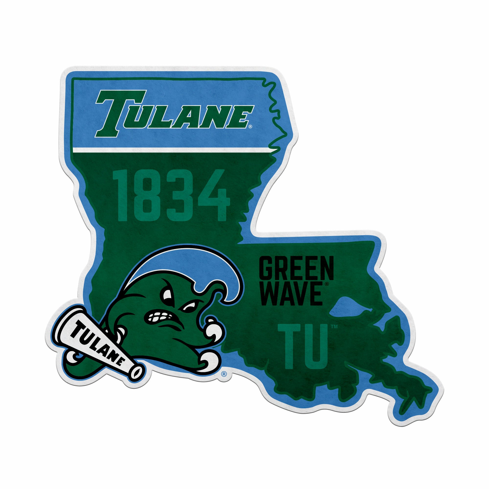Tulane University 18" State Shape Cut Pennant