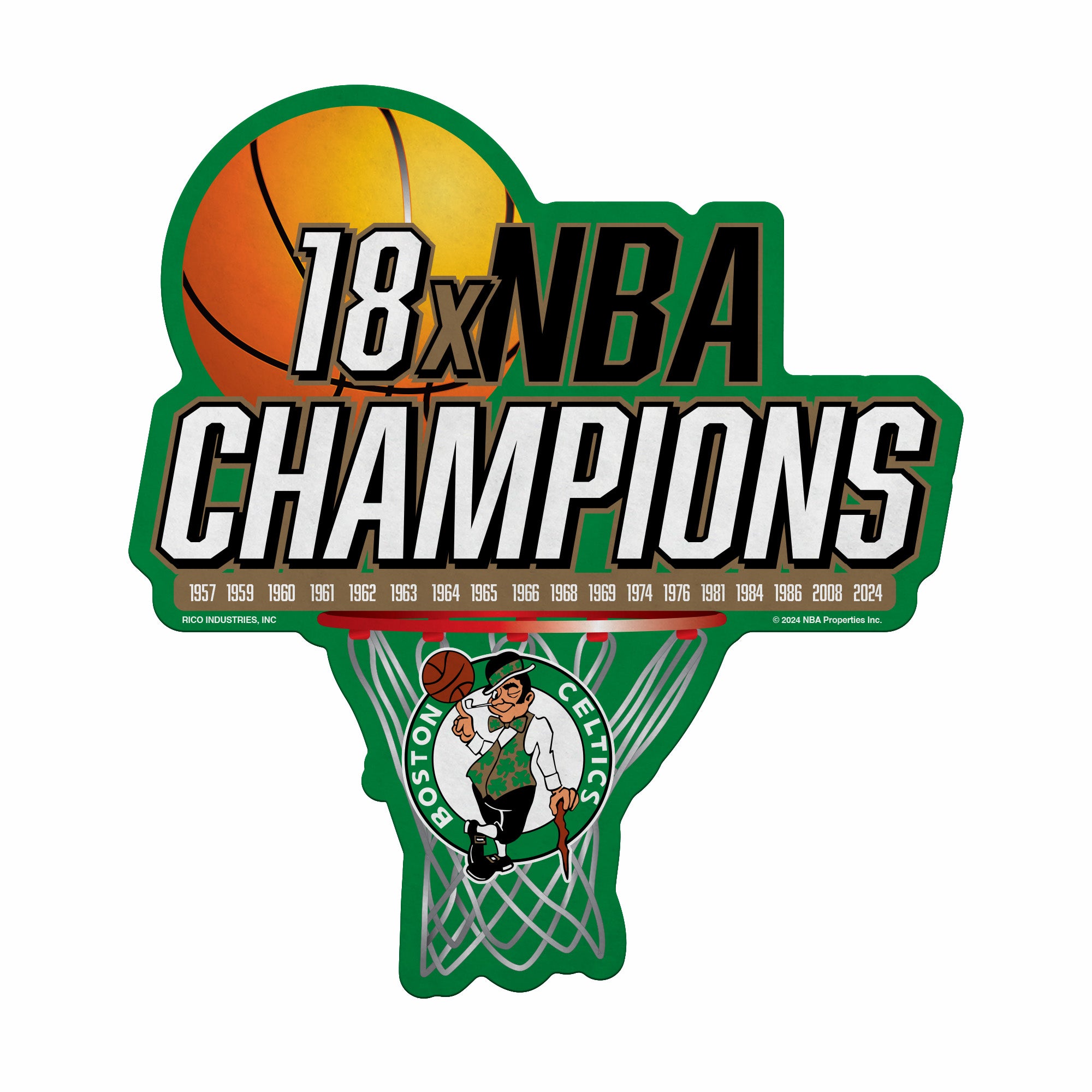 Boston Celtics 18 Time NBA Champions Shape Cut Pennant