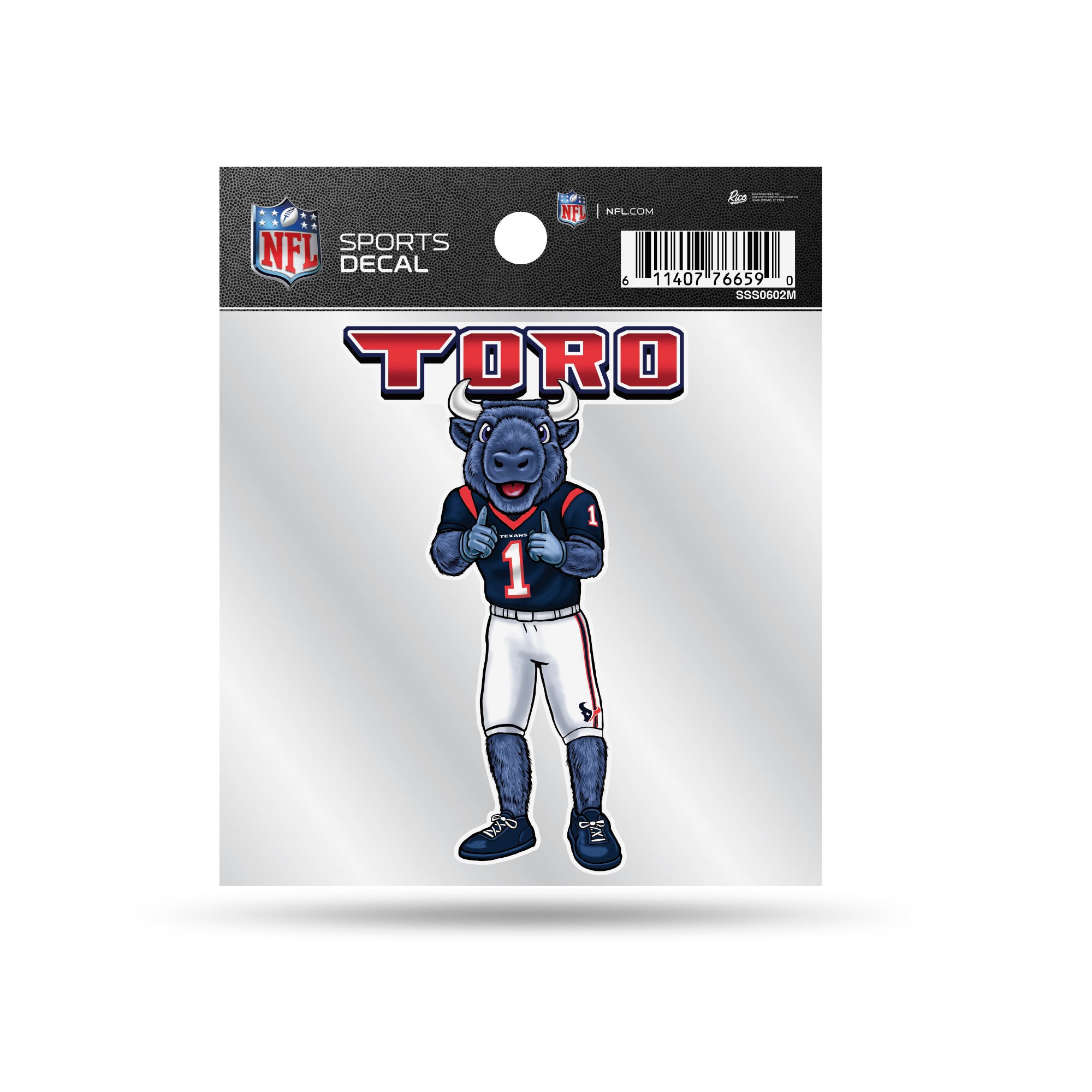 Houston Texans Mascot Clear Backer Weeded Decal (4"X4") - Toro