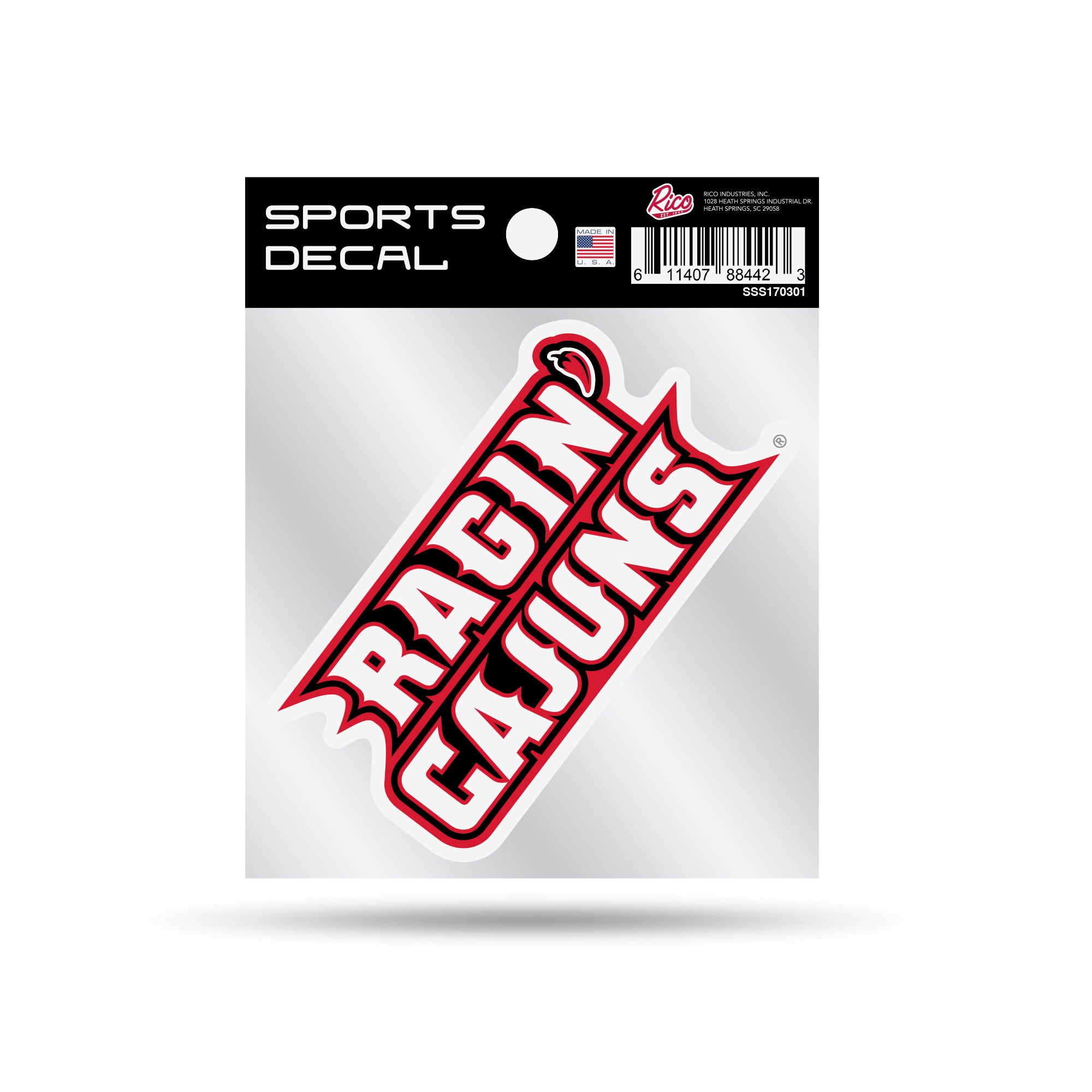 Louisiana-Lafayette Ragin Cajuns 4"X4" Small Style Decal - Primary Log