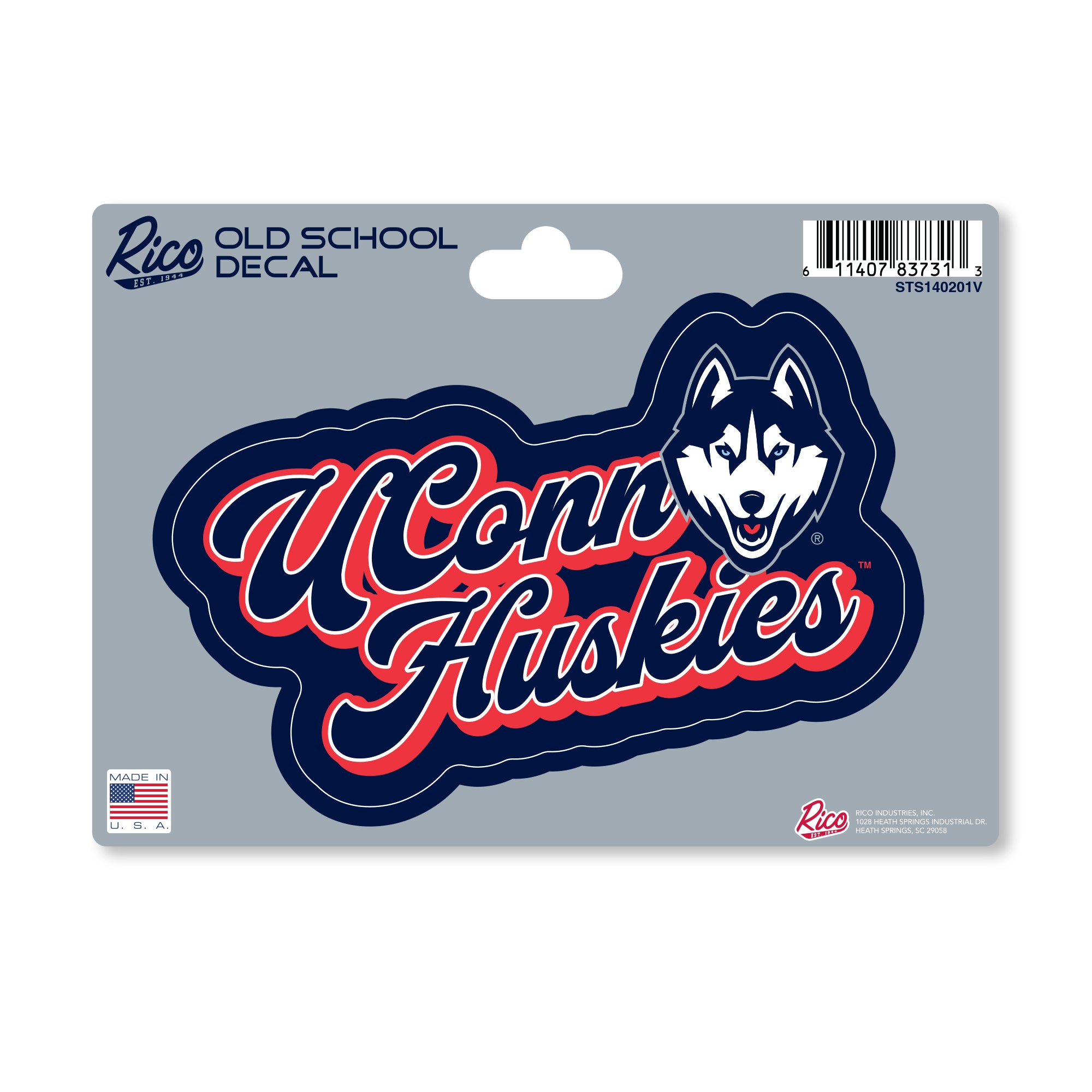 Connecticut Huskies 4 X 6" Vintage Decal