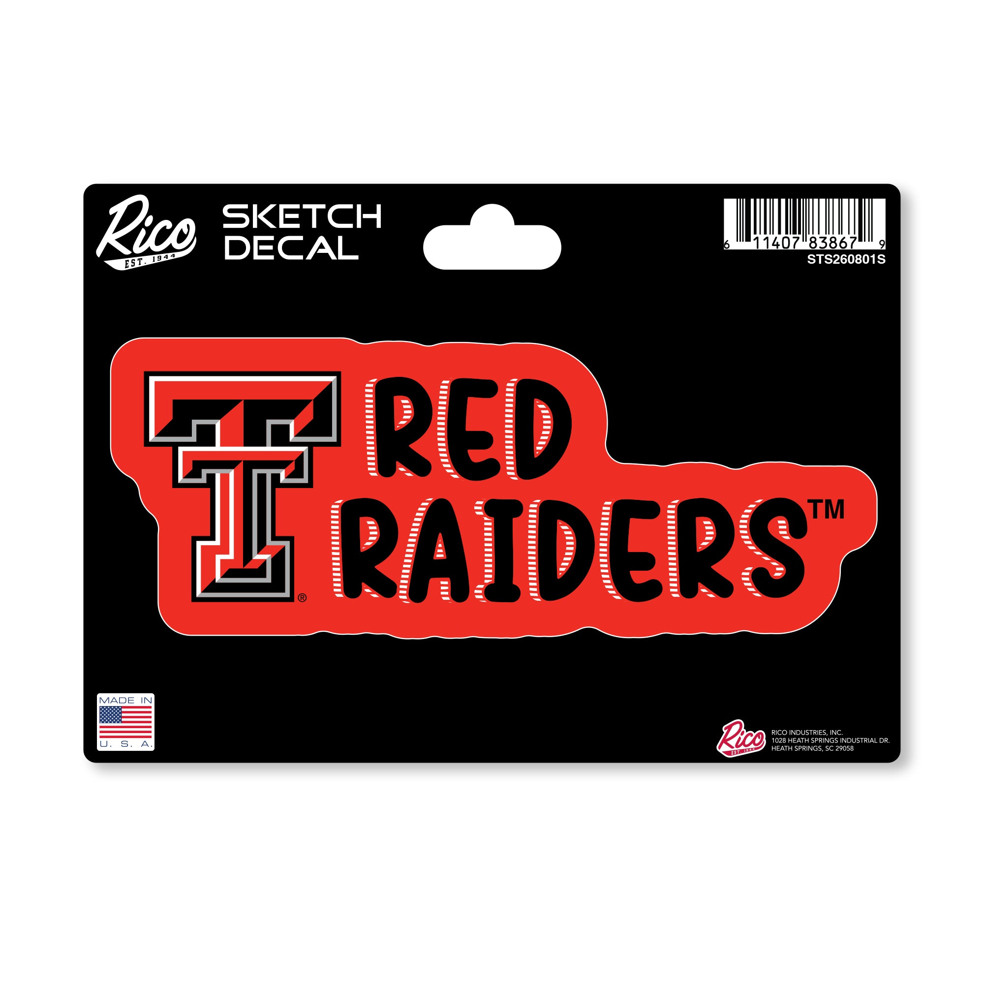 Texas Tech Red Raiders 4 X 6" Sketch Decal