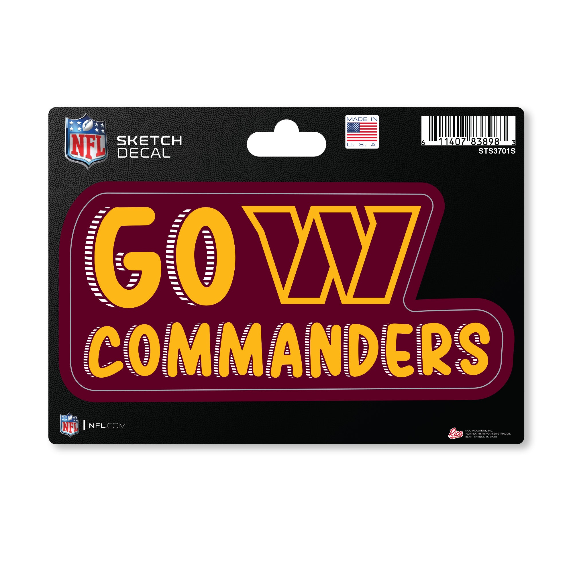 Washington Commanders 4 X 6" Sketch Decal