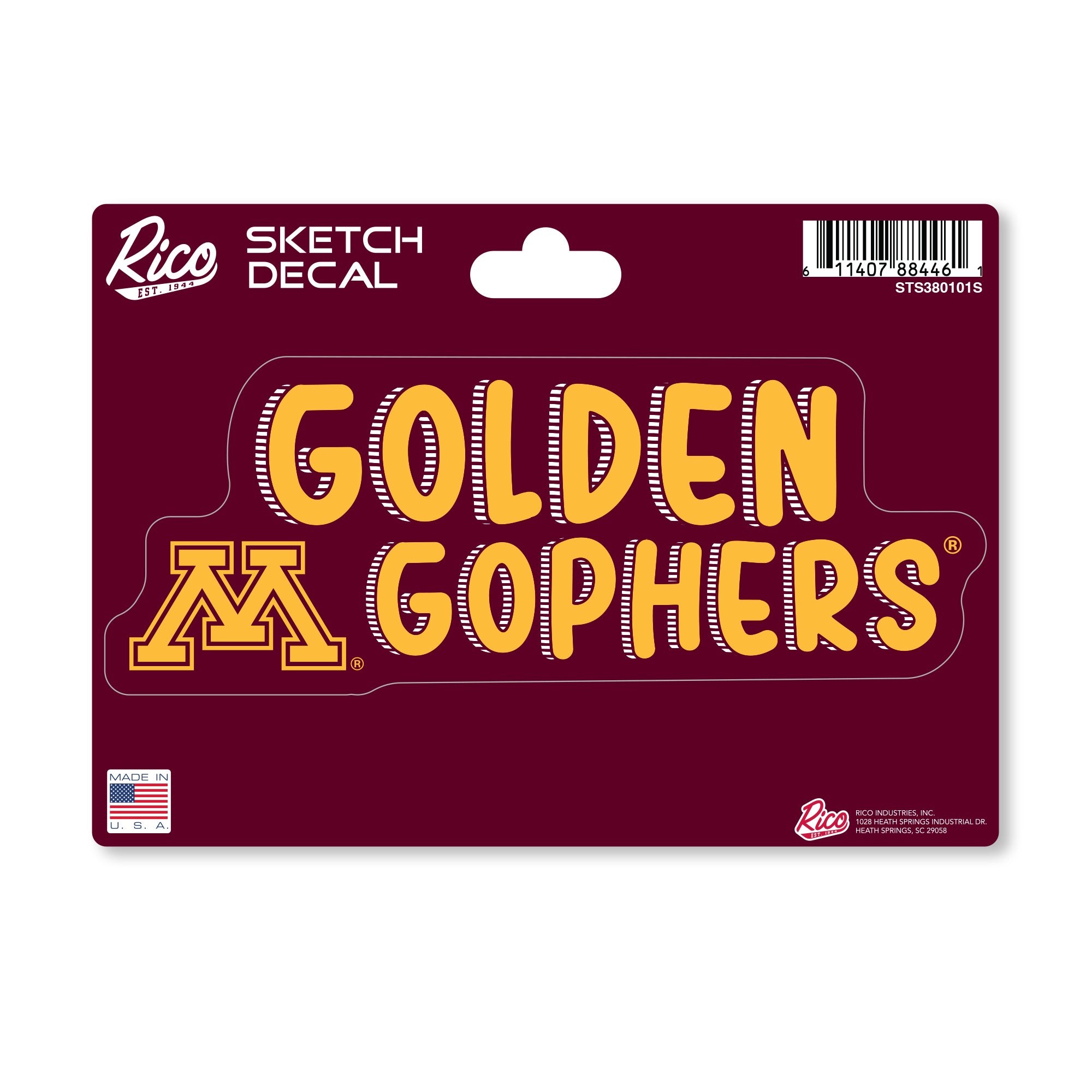 Minnesota Golden Gophers 4 X 6" Sketch Decal