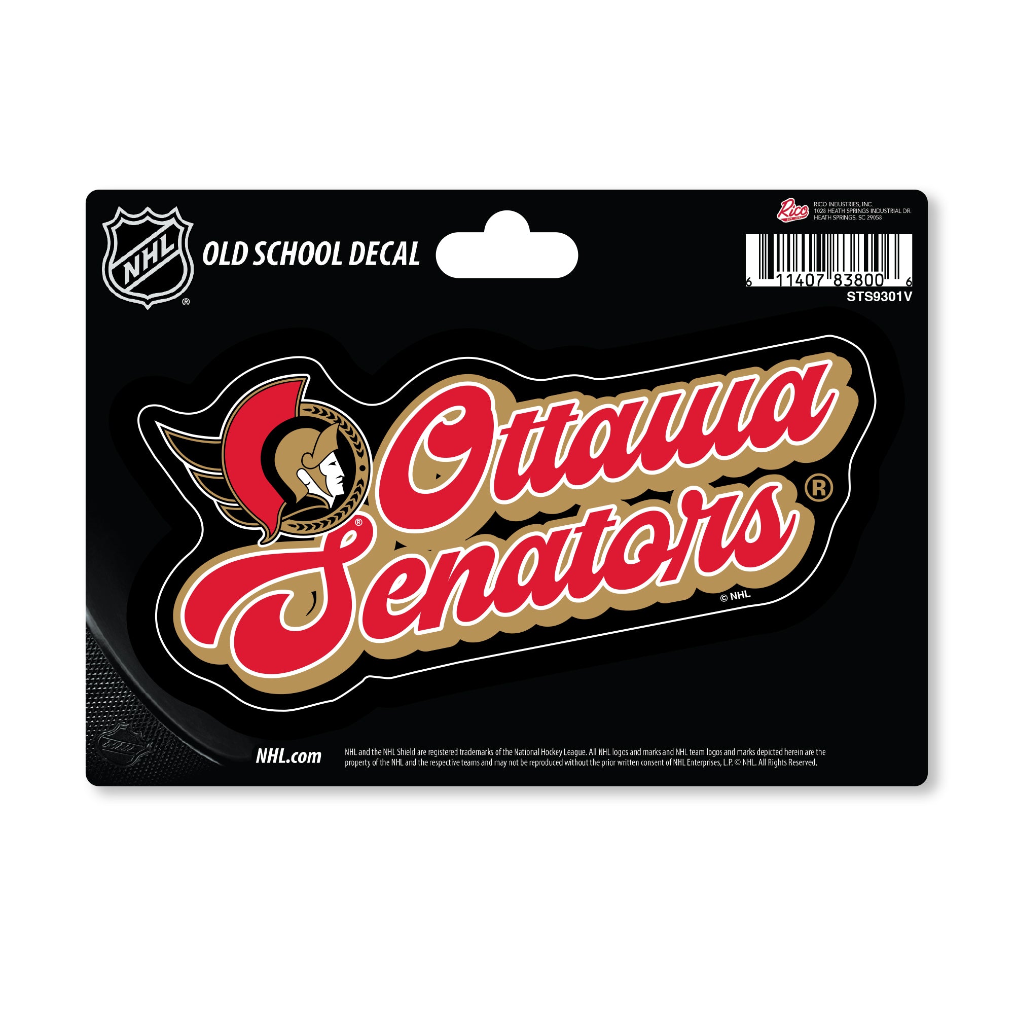 Ottawa Senators 4 X 6" Vintage Decal