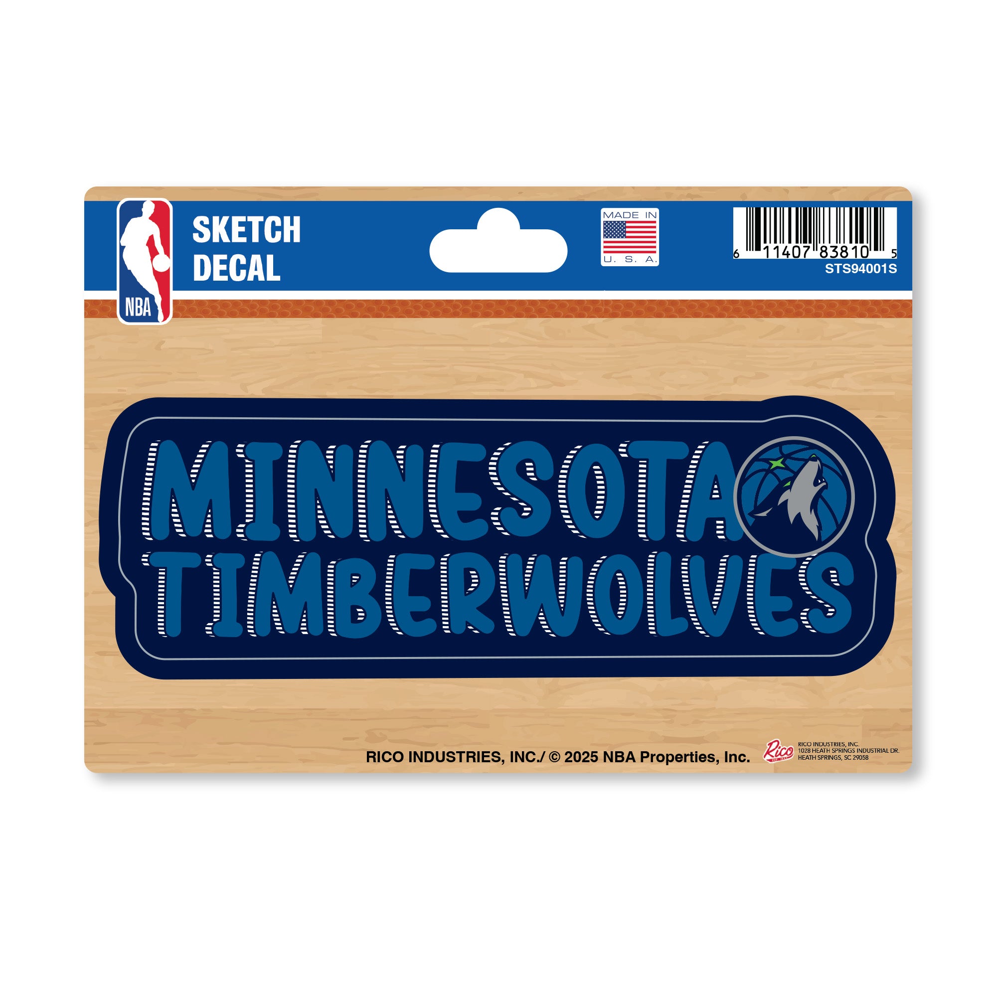 Minnesota Timberwolves 4 X 6" Sketch Decal