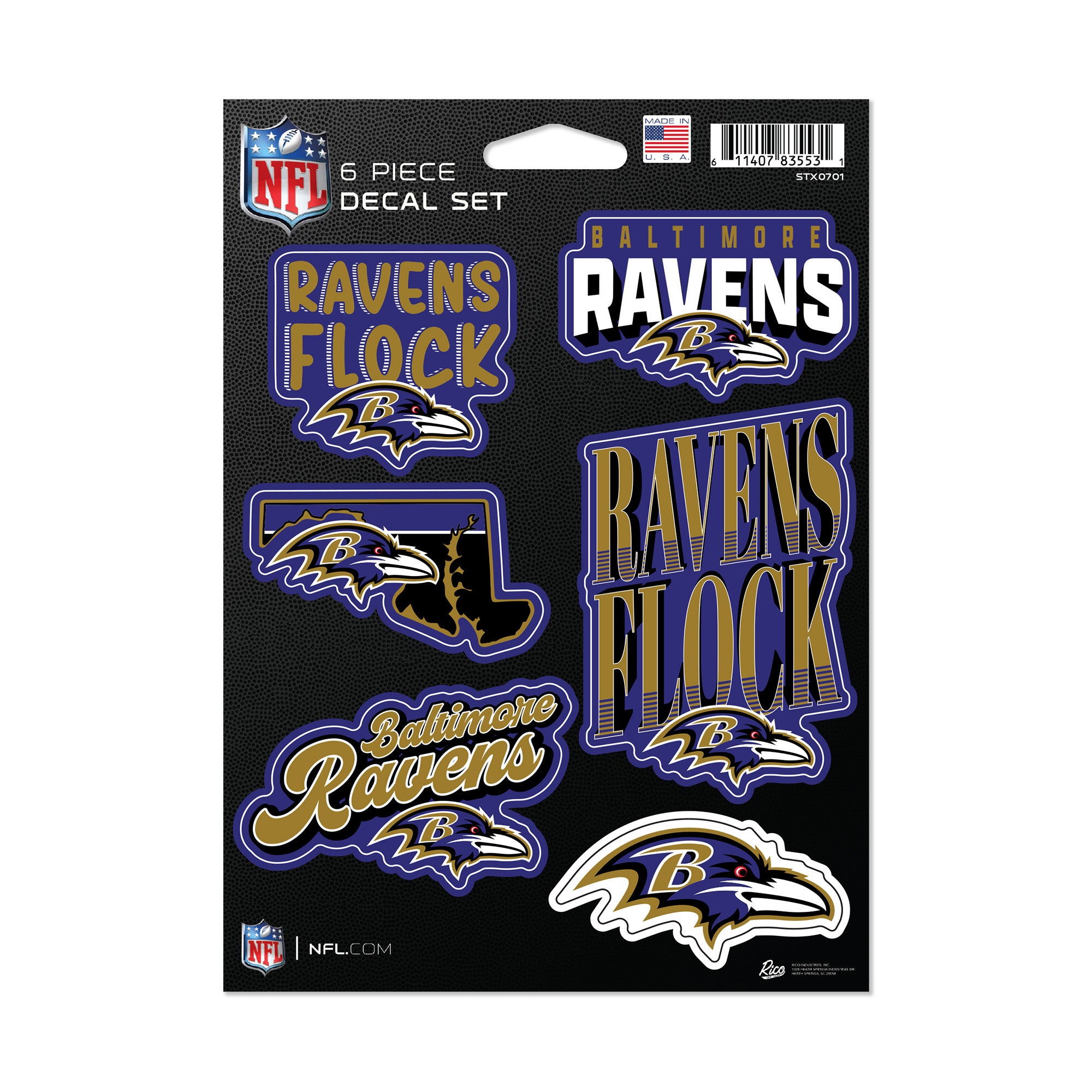 Baltimore Ravens 6-Piece Decal Set