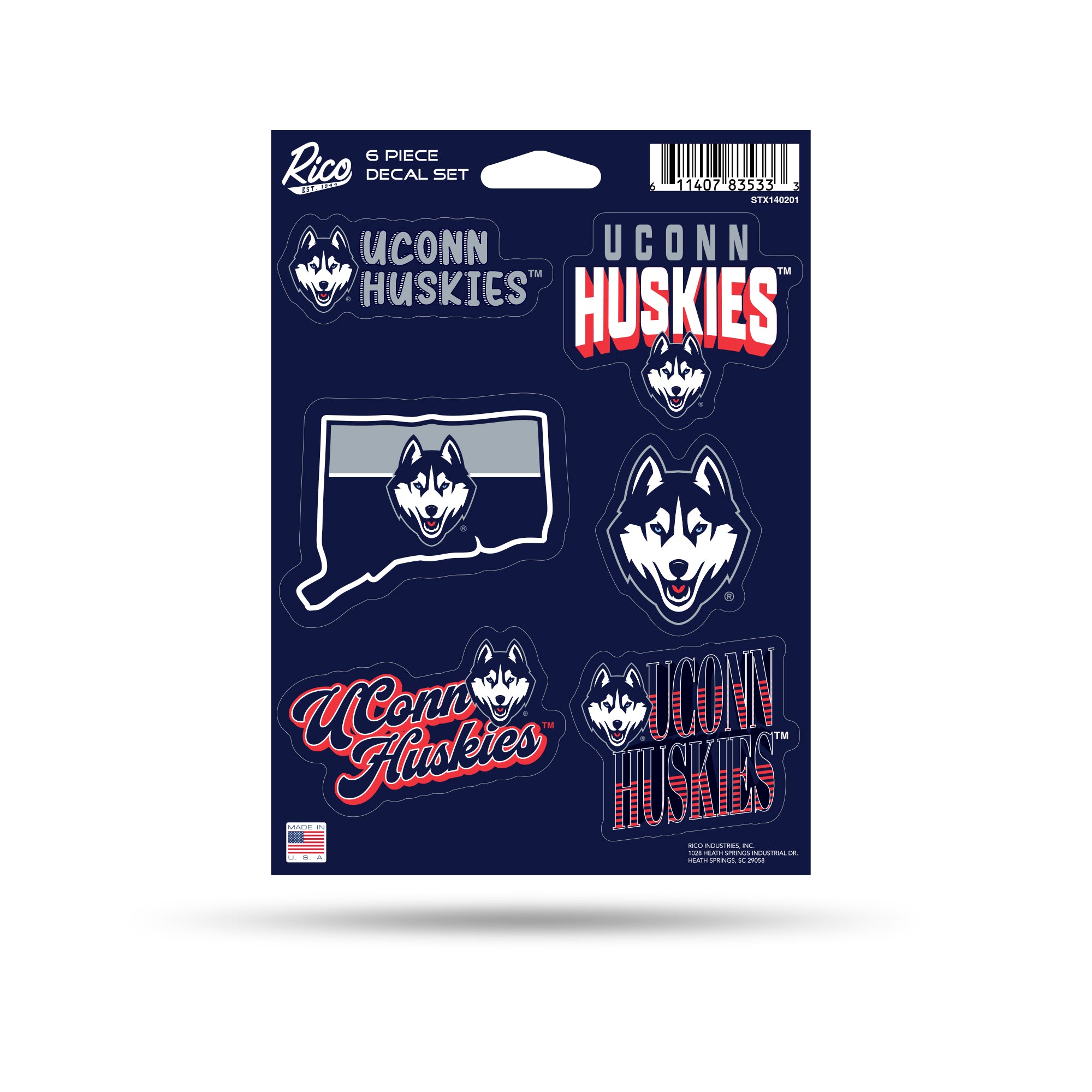 Connecticut Huskies 6-Piece Decal Set