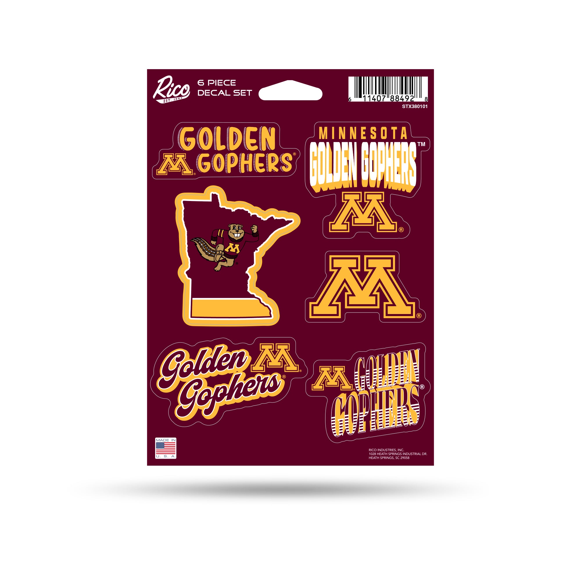 Minnesota Golden Gophers 6-Piece Decal Set