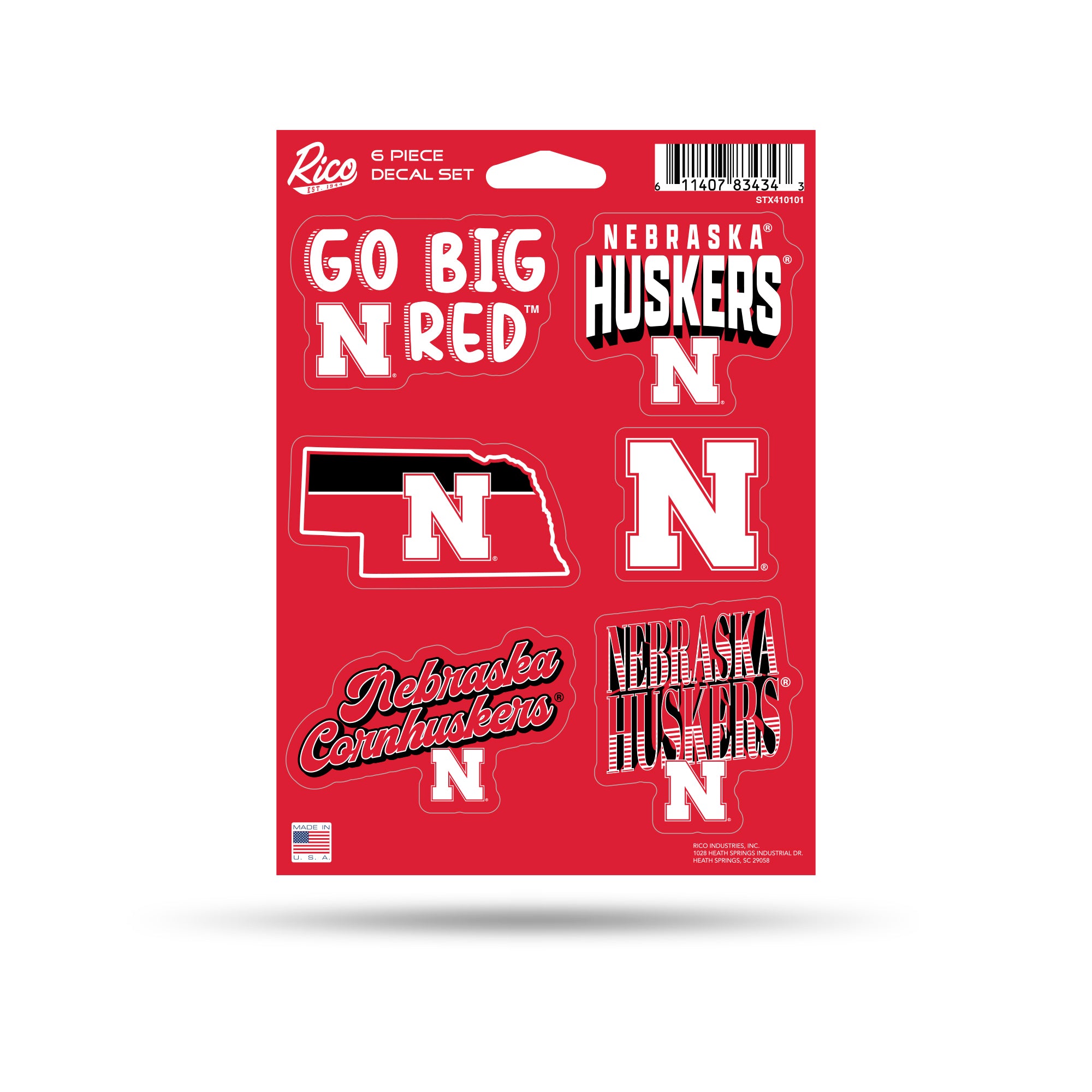 Nebraska Cornhuskers 6-Piece Decal Set