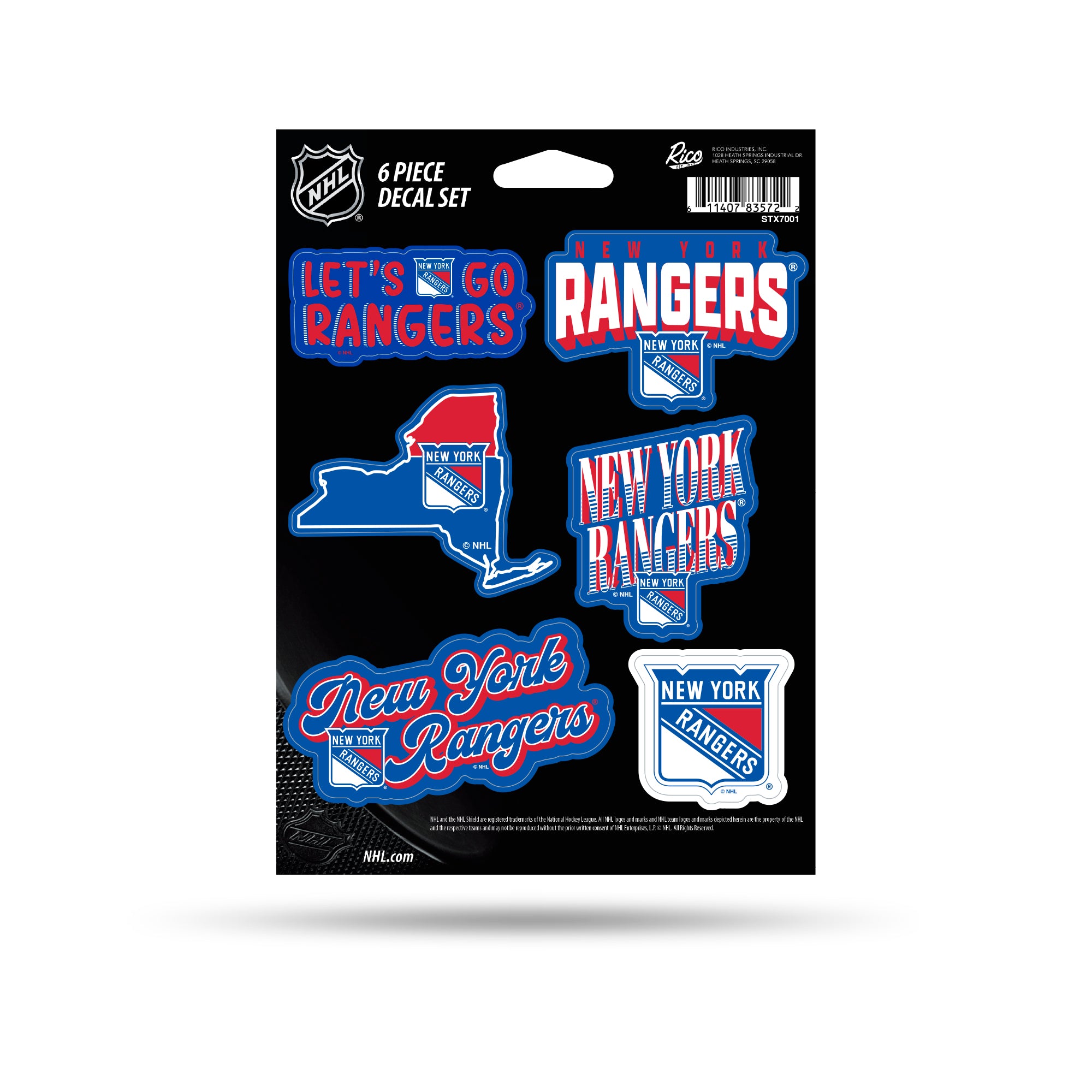 New York Rangers 6-Piece Decal Set