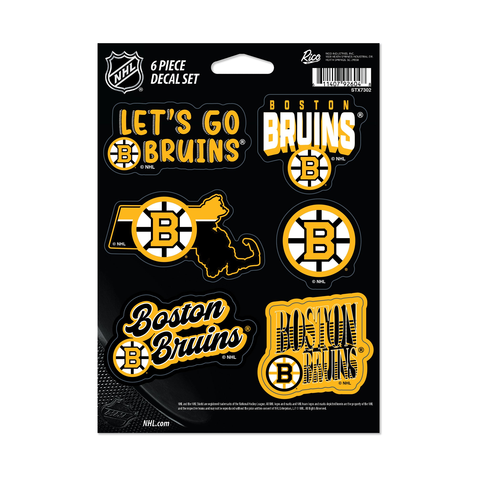 Boston Bruins 6-Piece Decal Set