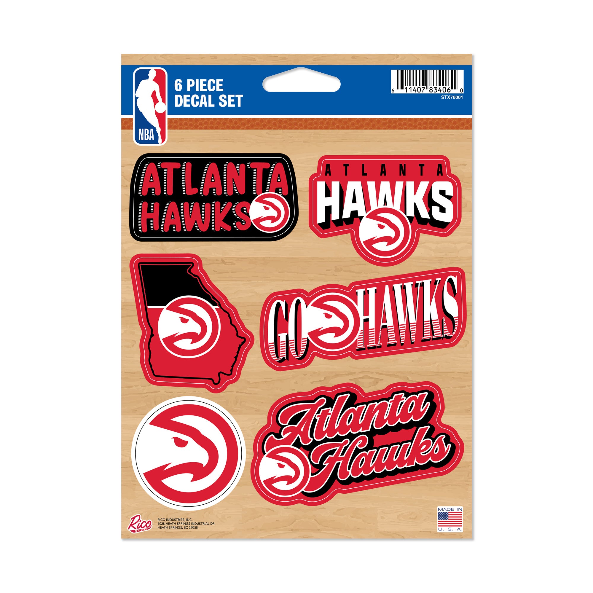 Atlanta Hawks 6-Piece Decal Set