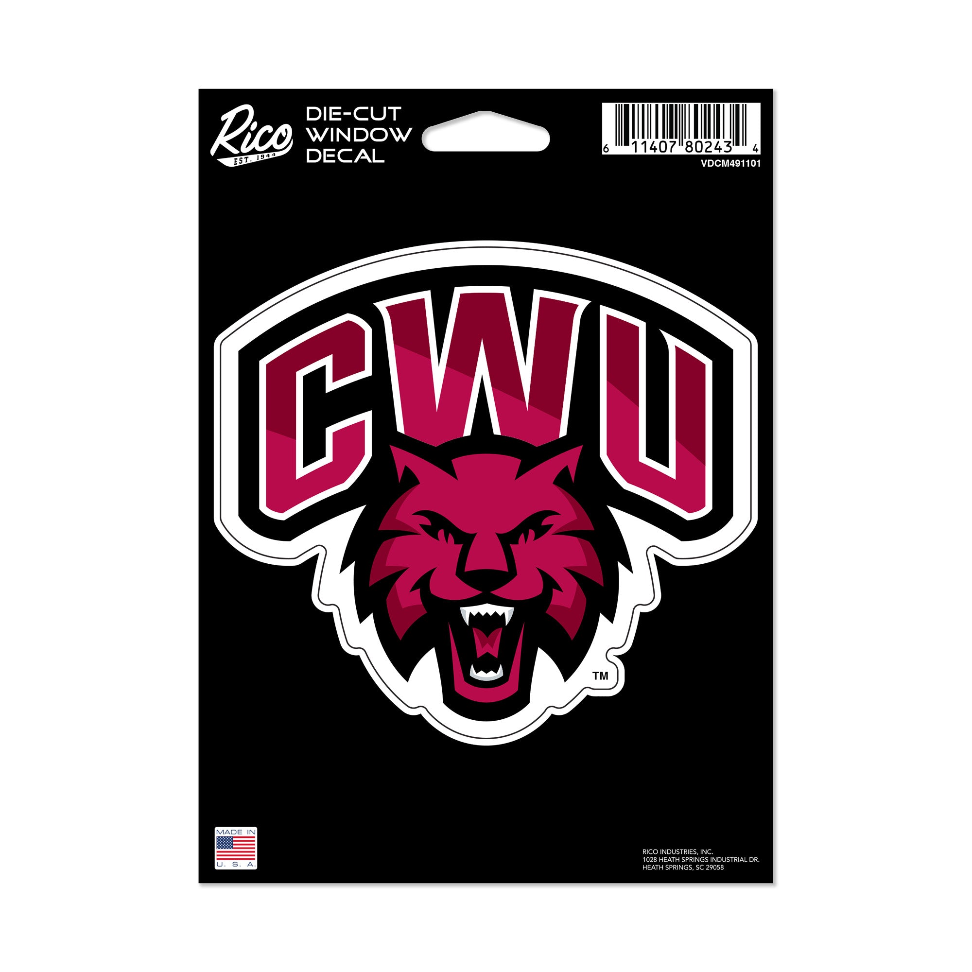 Central Washington Wildcats Medium Die Cut Decal