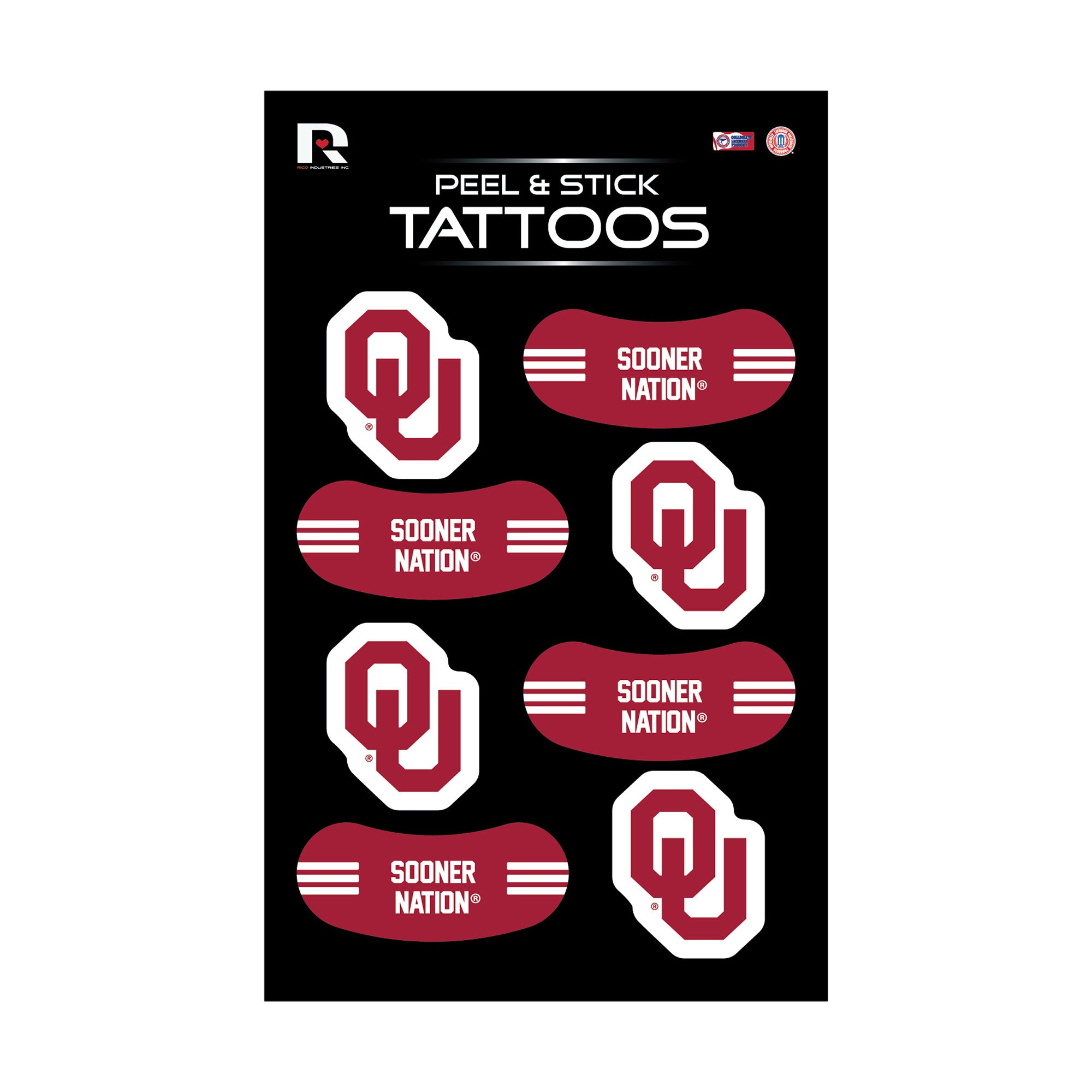 Oklahoma University Vertical Tattoo (3"X5")